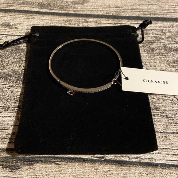 Coach | Jewelry | Nwt Coach Designer Clear Silver Pav Bar C Charm ...